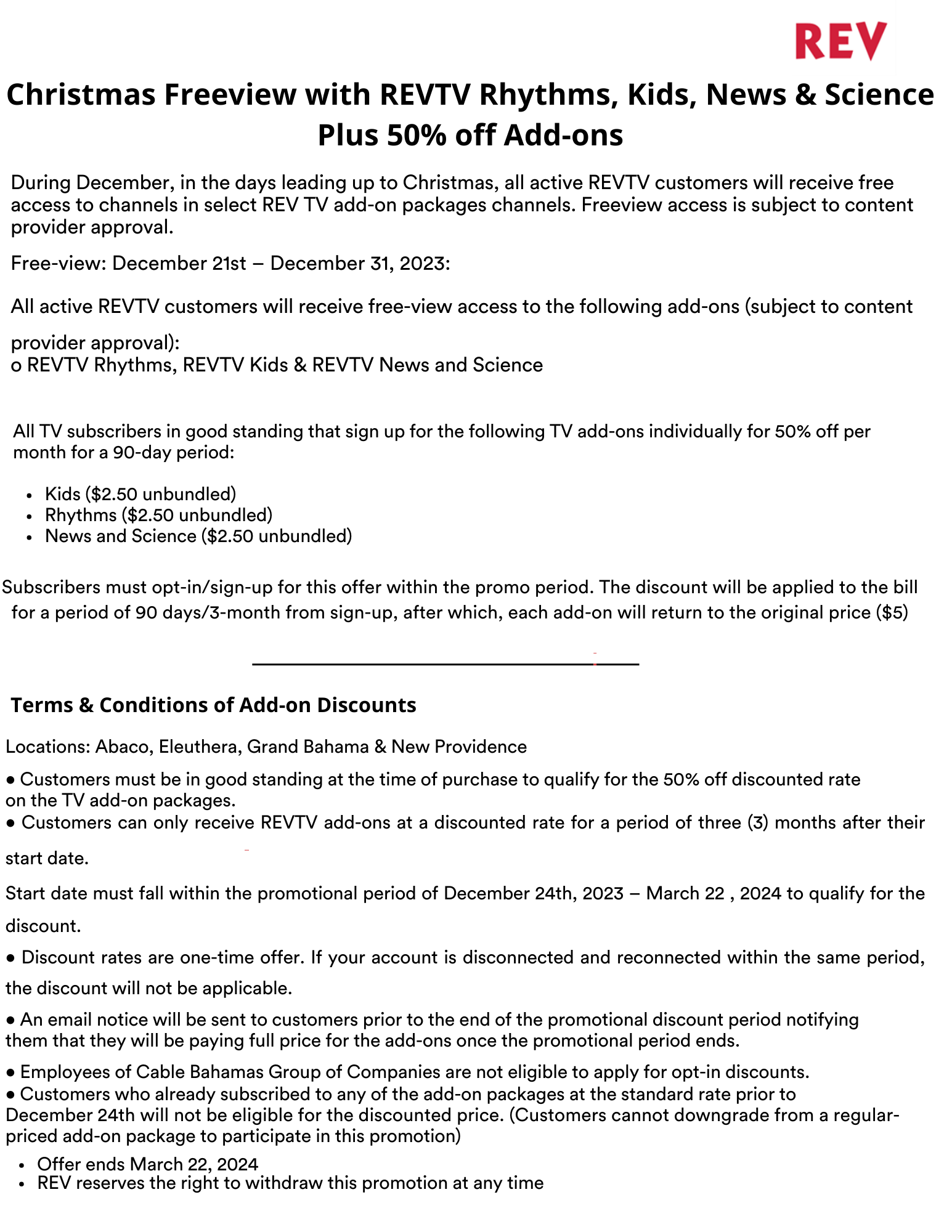 Phone Cable TV Internet Deals - Offers and Promotions Bahamas | REV