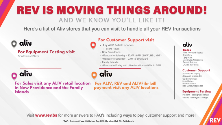 Find REV Customer Service Locations in The Bahamas - Contact | REV